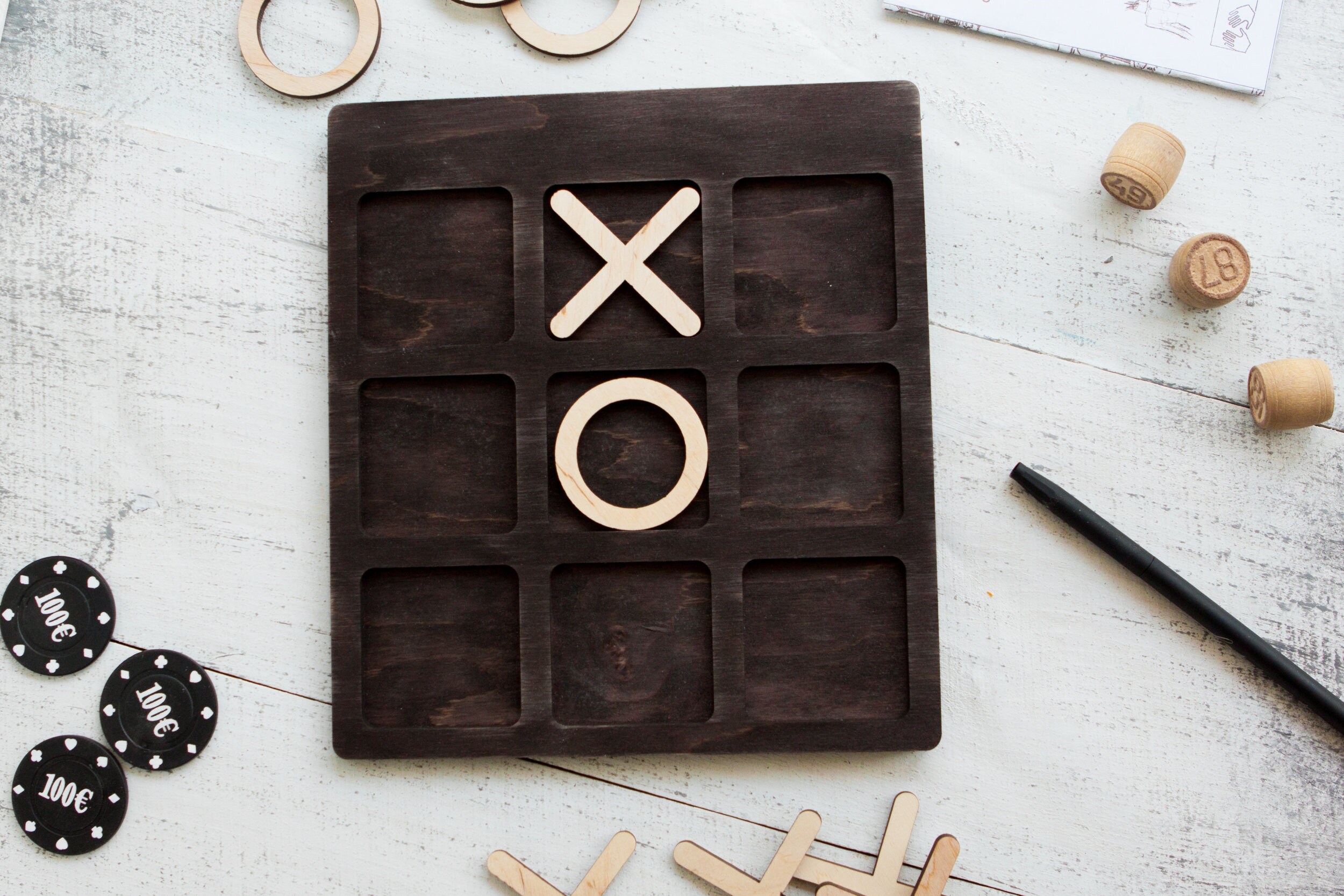 Tic Tac Toe Game Wood Tic Tac Toe Board Custom Tic Tac Toe | Etsy