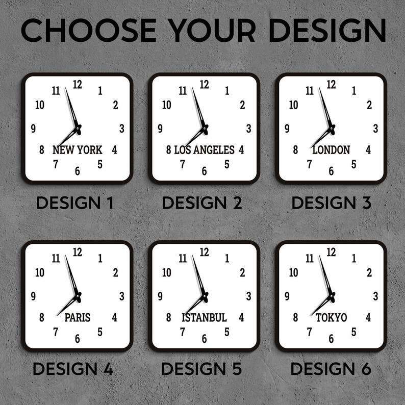 Custom Time Zone Wall Clock, Multi Time Zone Clock, City Wall Clock ...