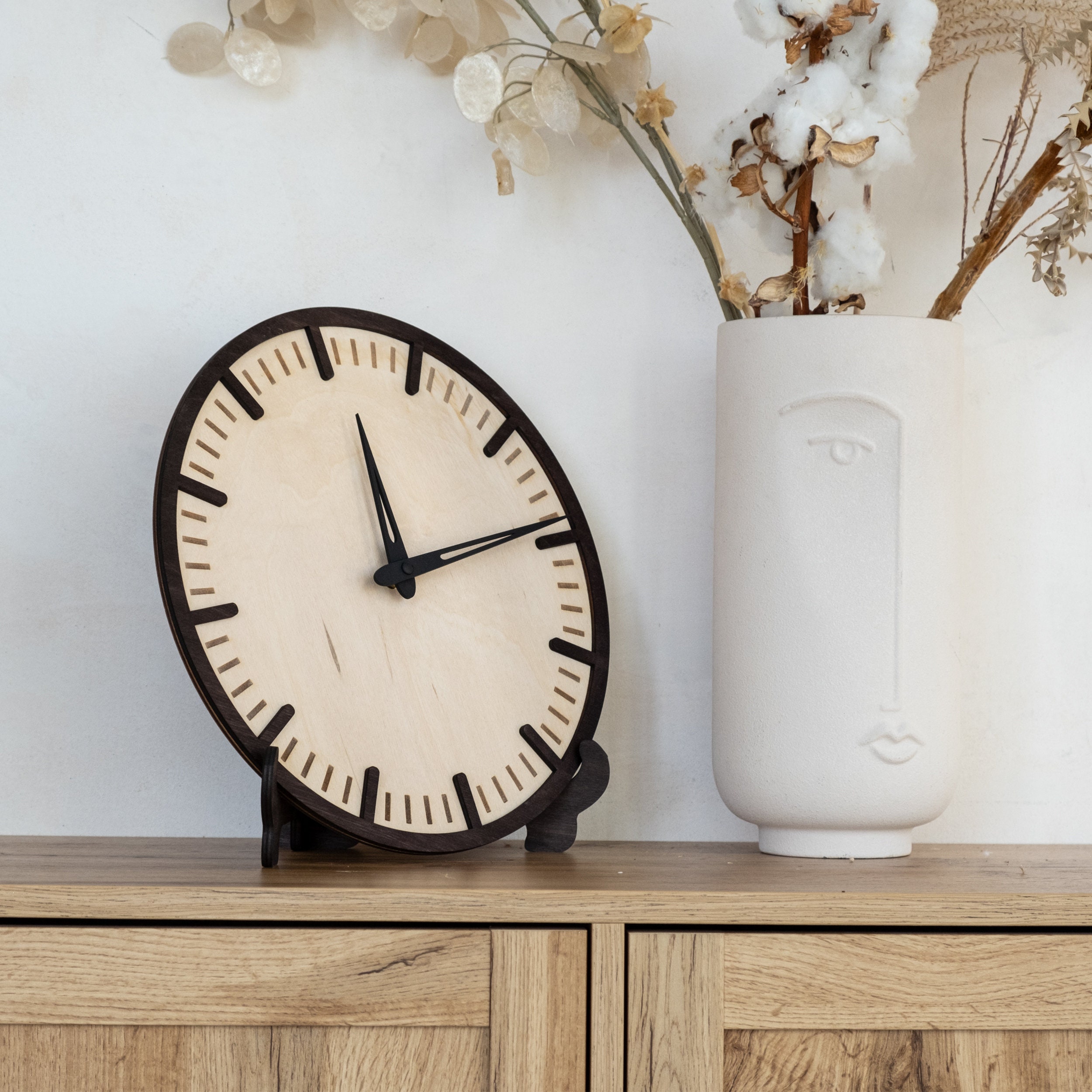 Simple Wall Clock, Minimalist Wall Clock, Wooden Wall Clock, Round Wall ...