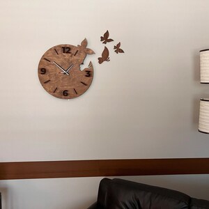 Butterfly Wall Clock,unique Wall Clocks,wood Wall Clock,modern Wall ...