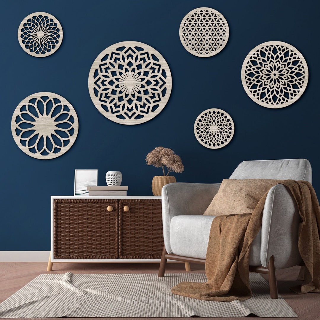 Mandala Wall Art Set, Mandala Wood Wall Art, Mandala Panel Art, Wood ...