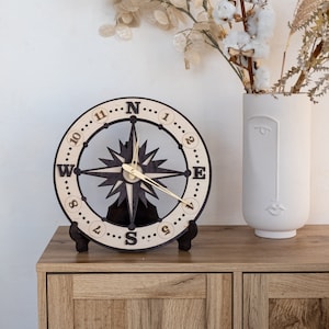 Compass Rose Clock, Wind Rose Clock, Ocean Clock, Wall Clock Unique ...