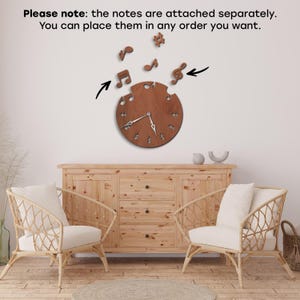 Wall Clock Music Theme, Wooden Clock Silent, Music Note Clock, Jazz ...