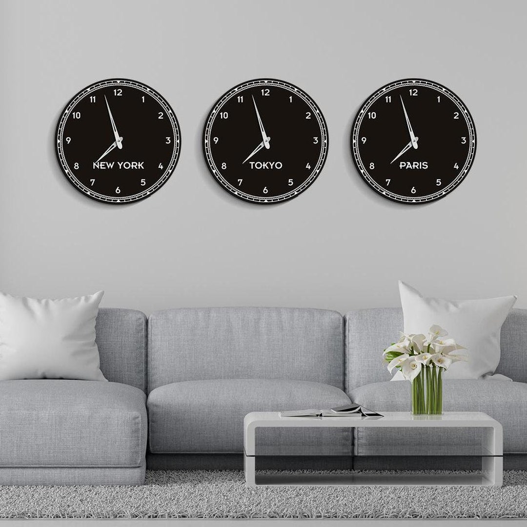 Custom Time Zone Clock, Custom City Clock, Multiple Time Zone Wall ...