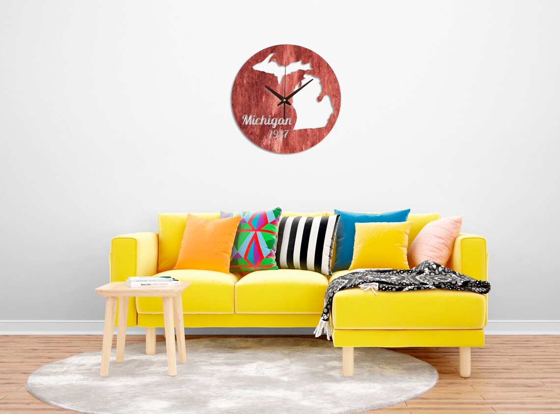 Michigan Wall Clockmichigan State Wall Decortravel Wall | Etsy