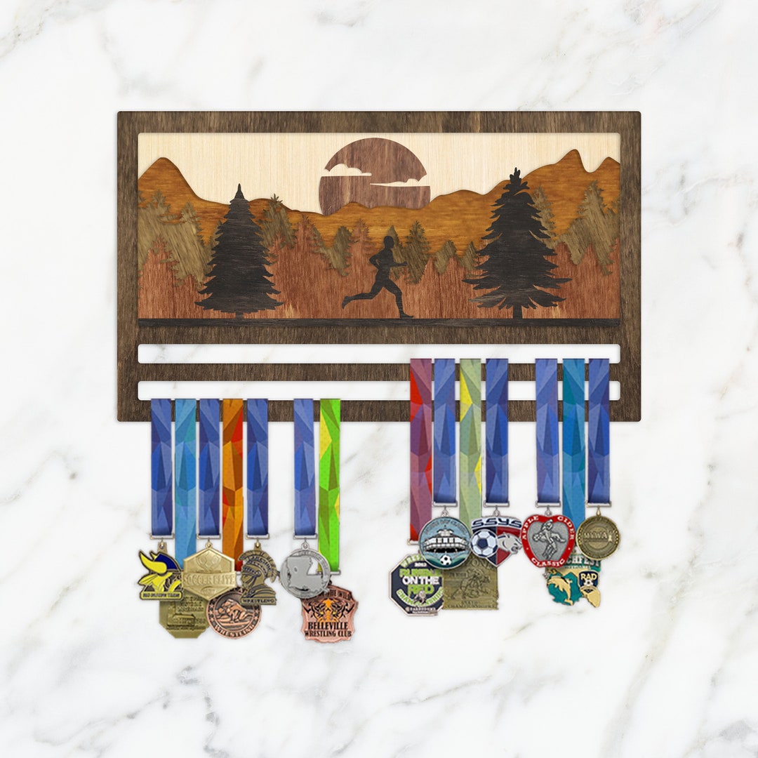 Running Medal Hanger, Race Medal Holder, Medal Holder for Runners, Wood ...