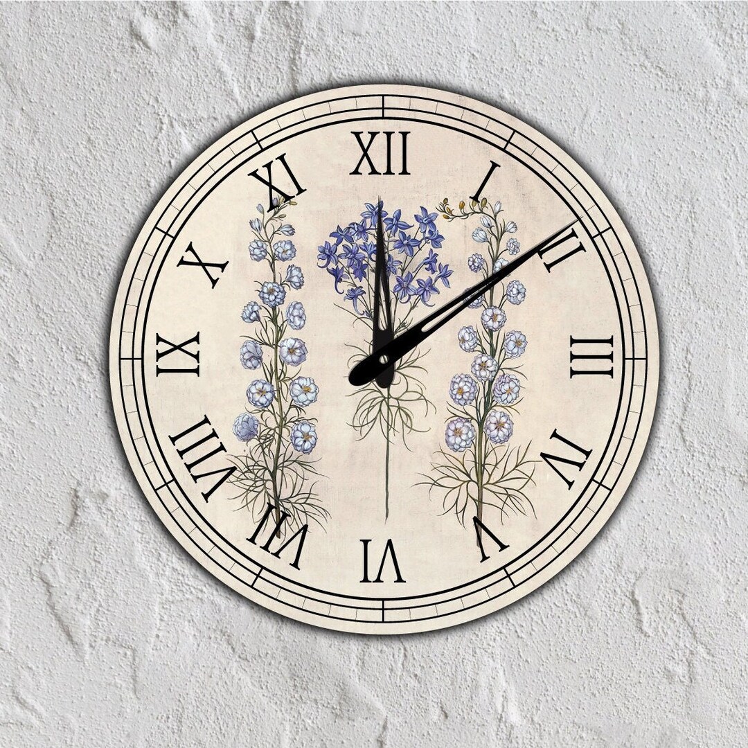 Three Flower Wall Clock, Country Floral Clock, Wall Clock Kitchen ...