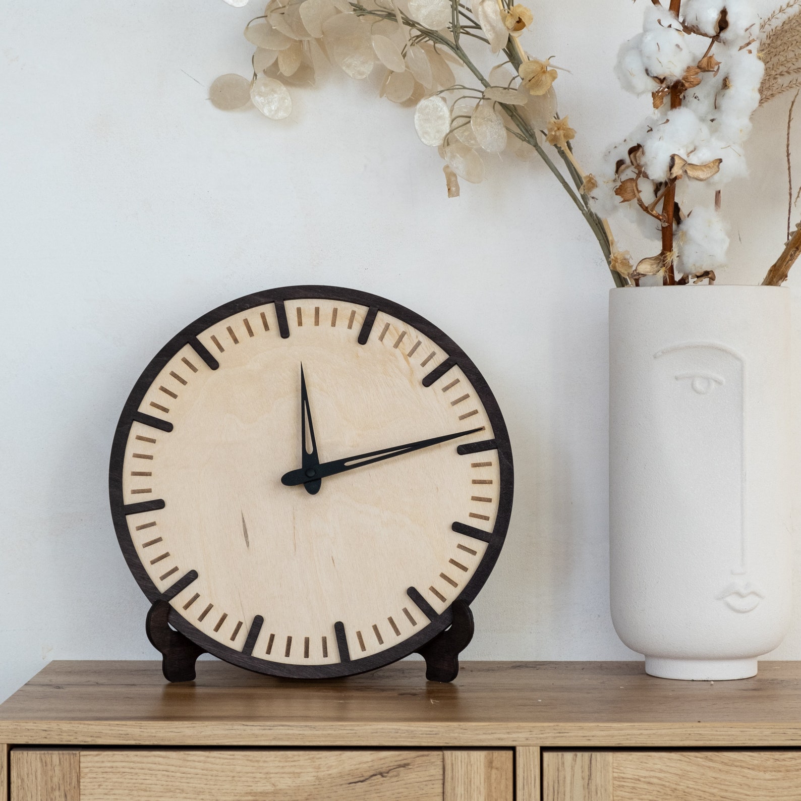 Simple Wall Clock, Minimalist Wall Clock, Wooden Wall Clock, Round Wall ...
