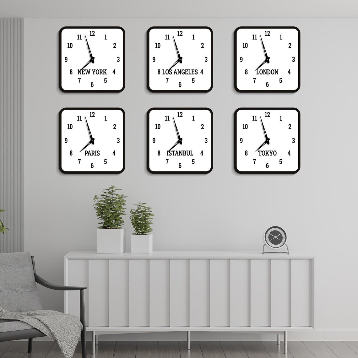 Custom Time Zone Wall Clock, Multi Time Zone Clock, City Wall Clock ...