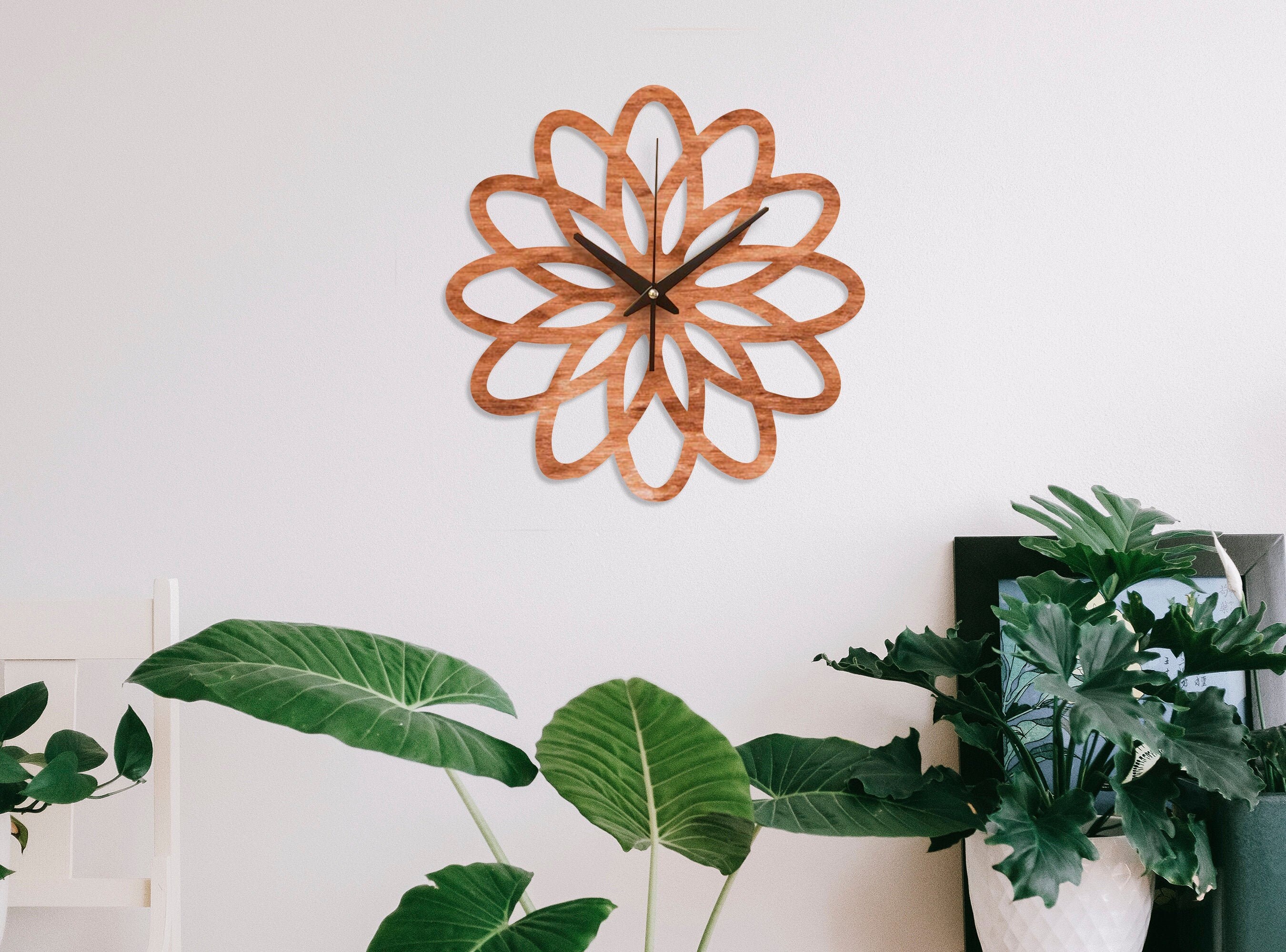 Flower Wall Clockantique Wall Clockwood Wall Clockmodern - Etsy