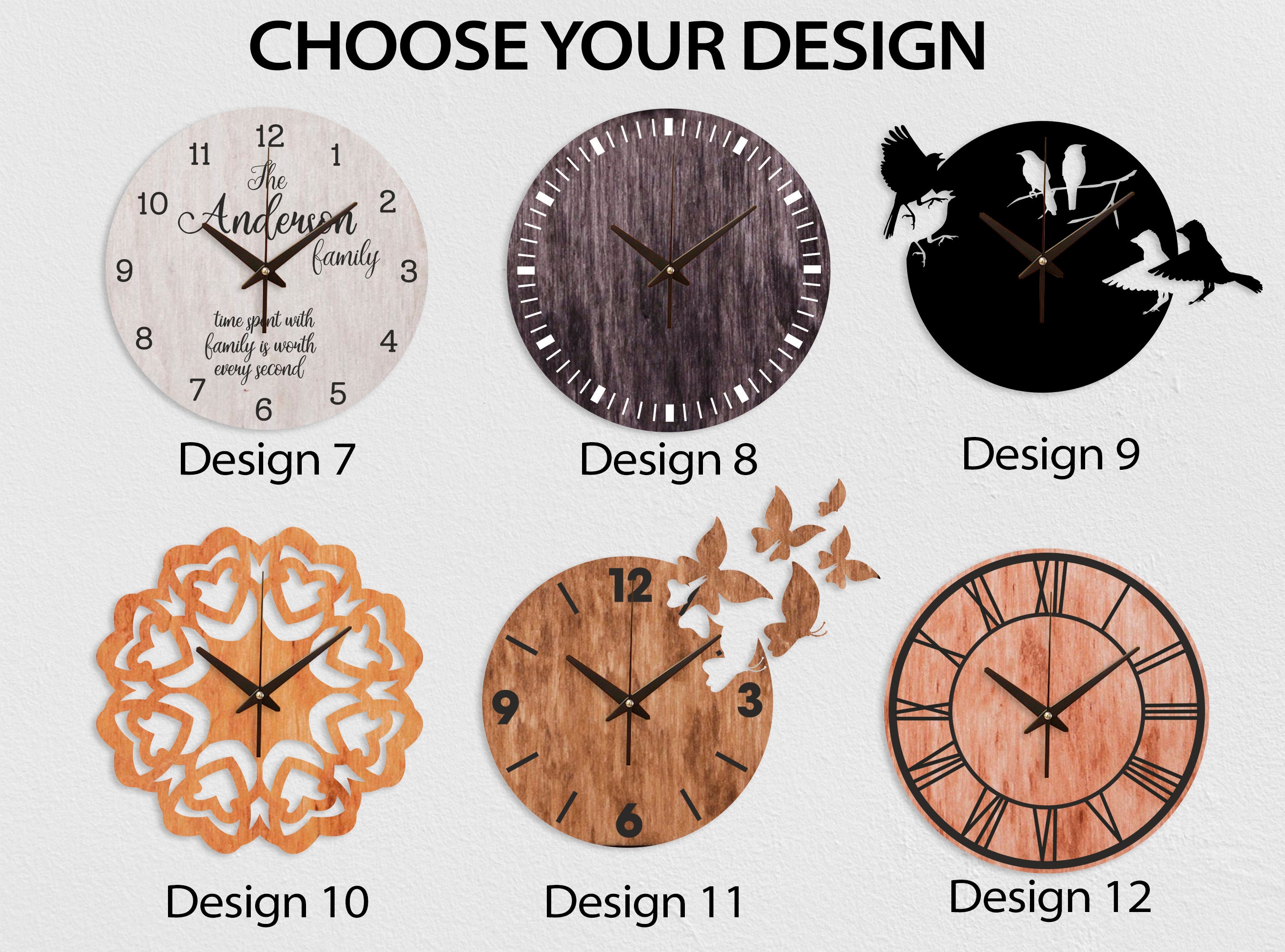 Roman Numerals Clockwooden Wall Clock Modernwood Wall - Etsy