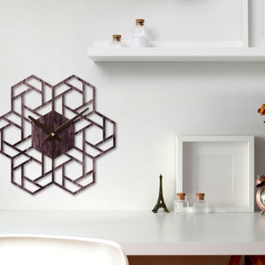 Geometric Wall Clockwall Clock Uniquewood Wall Clockmodern - Etsy