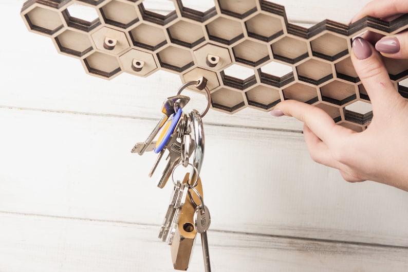 Honeycomb Key Holderkey Holder for Wallkey Holder Woodenkey - Etsy