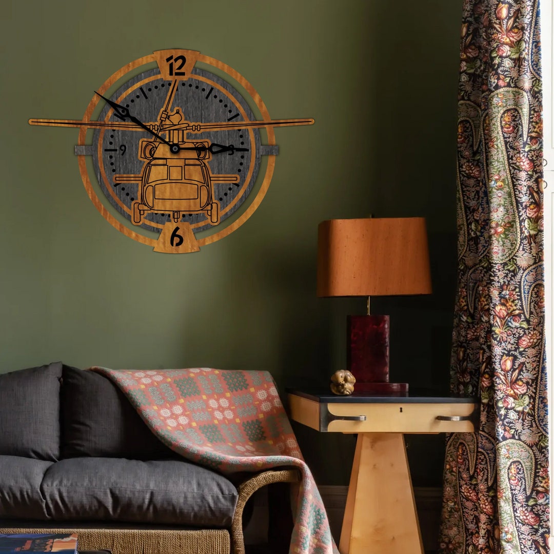Helicopter Wall Clock Aviation Clock Pilot Retirement Gift - Etsy