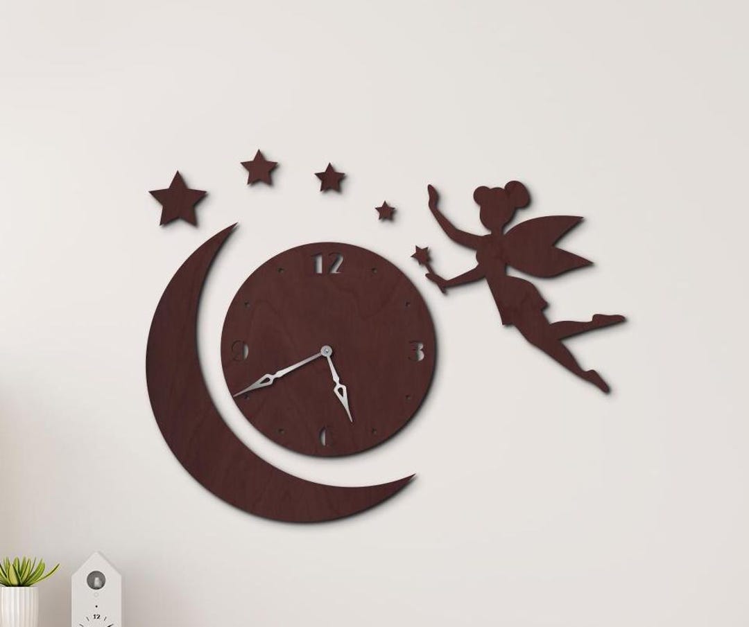 Tinker Bell Wall Clock Wood, Peter Pan Wall Clock, Fairy Clock, Magic ...