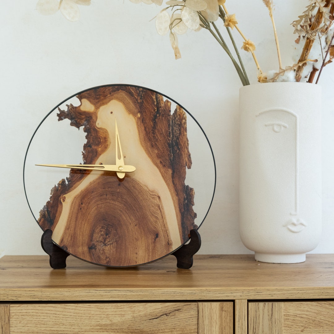 Solid Wood Clock, Wooden Wall Clock, Nature Wall Clock, Rustic Wall ...