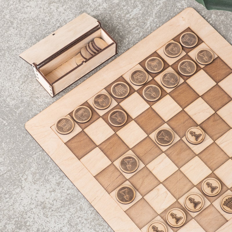 Checkers Board Game - Etsy