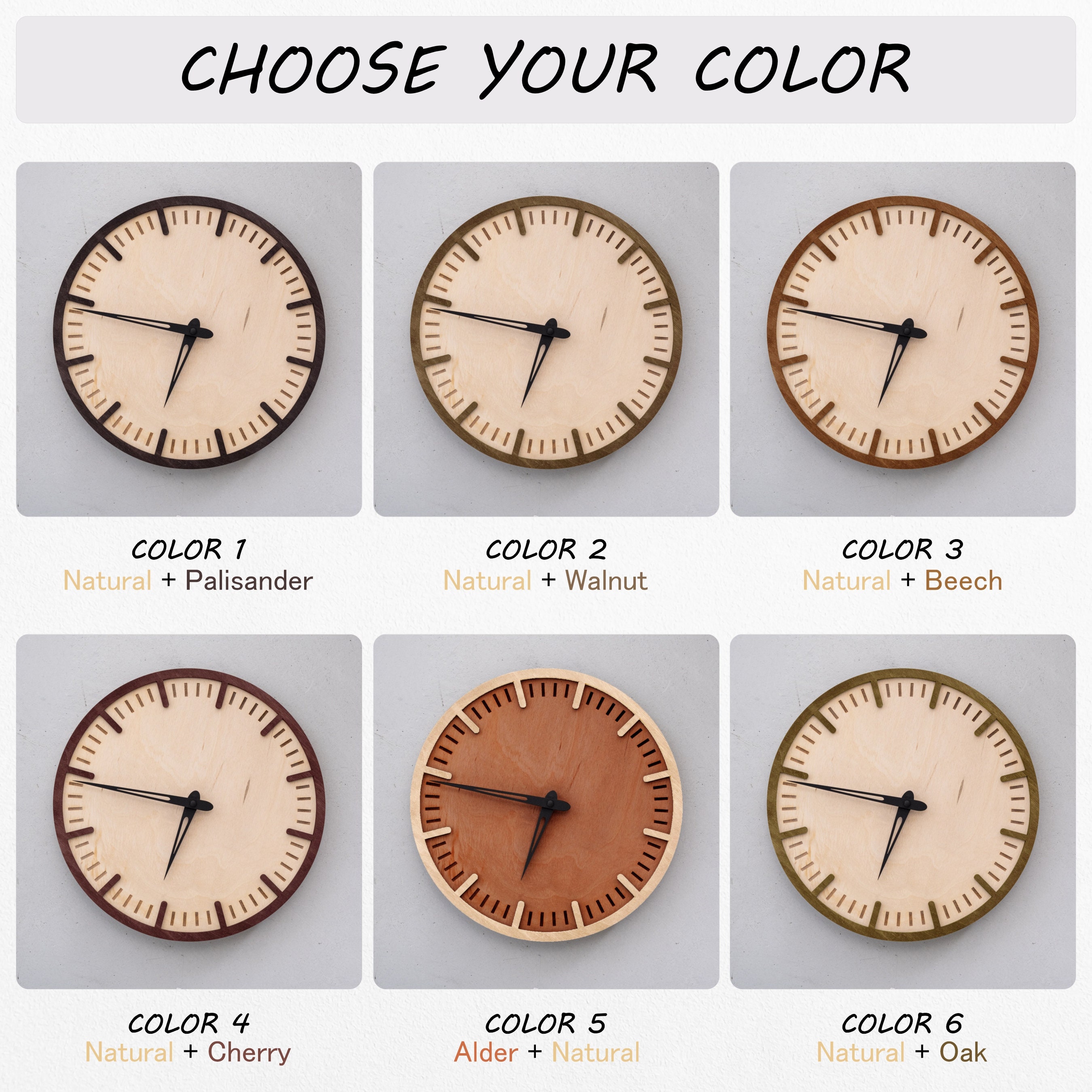 Simple Wall Clock, Minimalist Wall Clock, Wooden Wall Clock, Round Wall ...