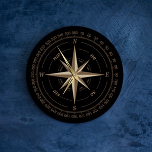 Compass Wall Clock Nautical, Modern Clock, Nautical Wall Clock ...