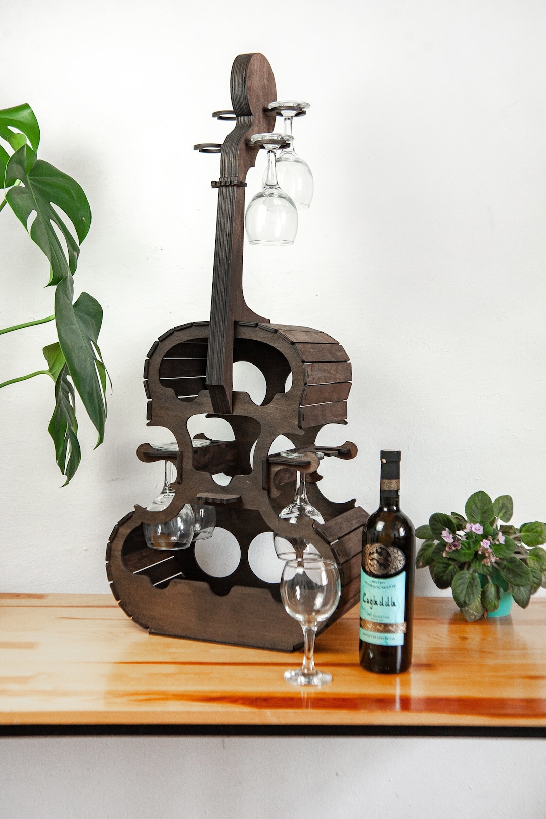 Wooden Wine Rack Hand Carved Wood Wine Holder Style Solid - Etsy