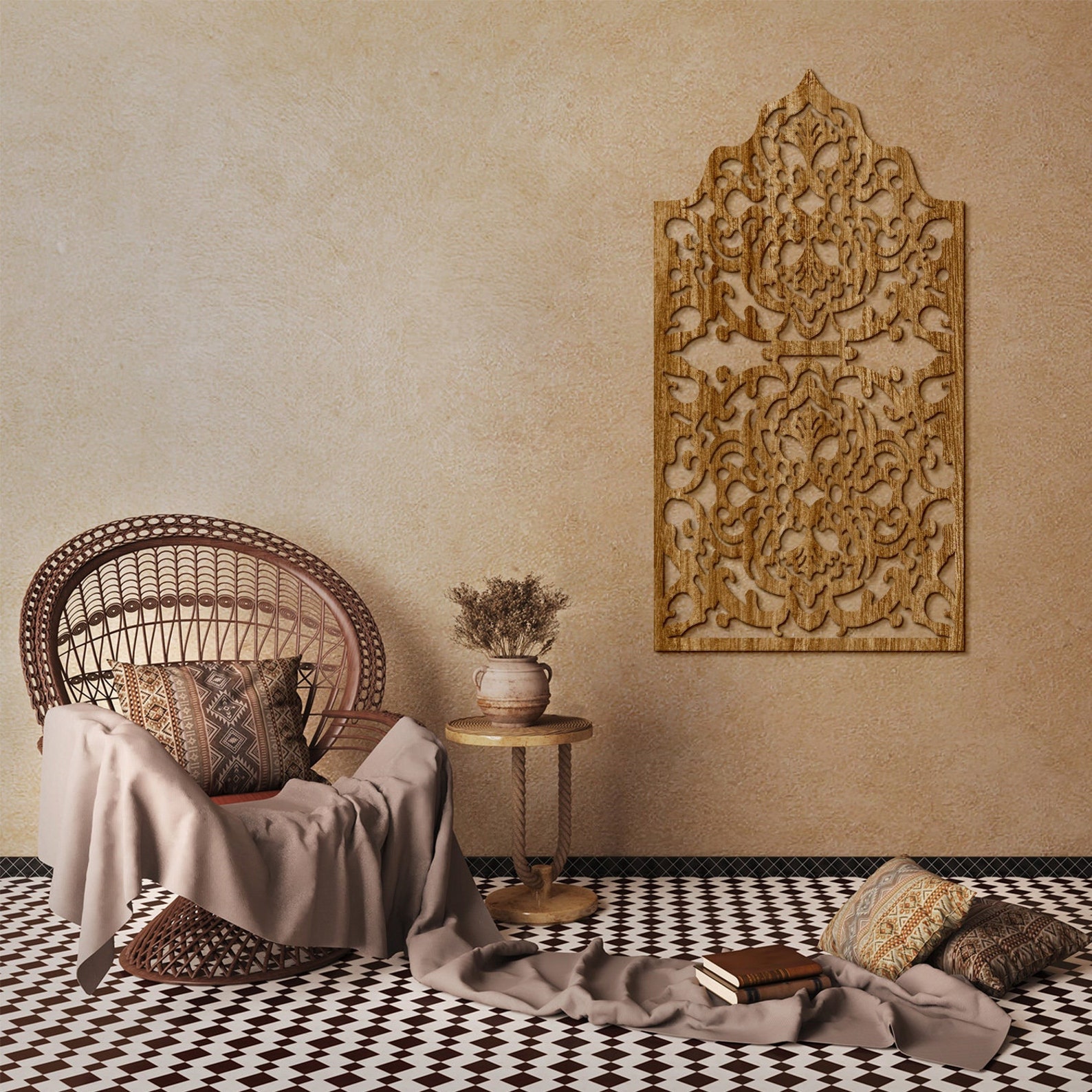 Moroccan Wood Panel, Moroccan Wood Wall Art, Arabic Wall Art, Laser Cut ...