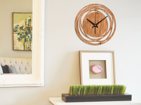 Modern Wood Wall Clockwall Clock Uniquewall Clock - Etsy