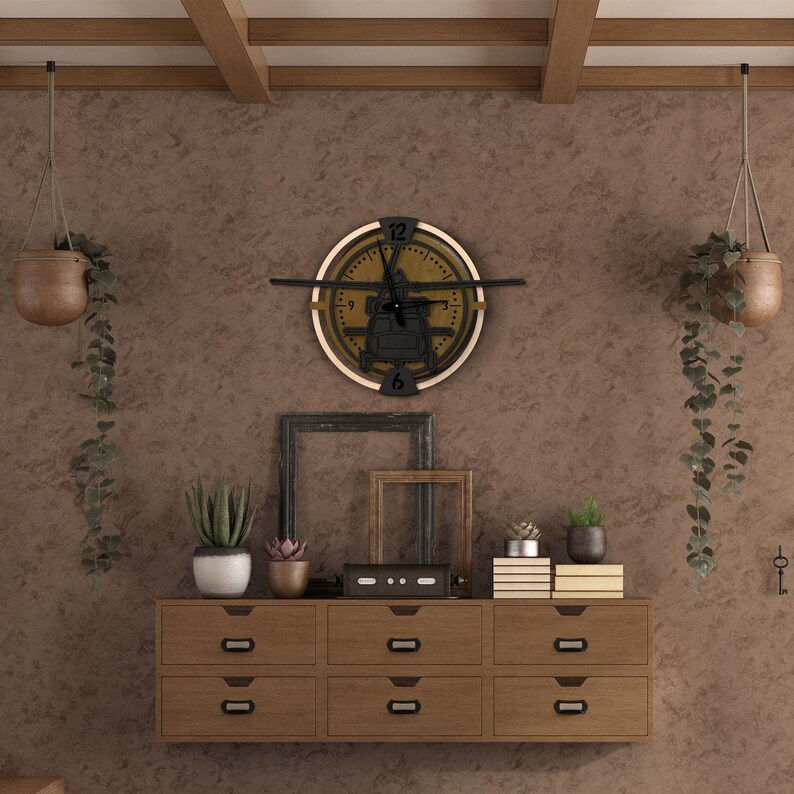 Helicopter Wall Clock, Aviation Clock, Pilot Retirement Gift, Pilot ...