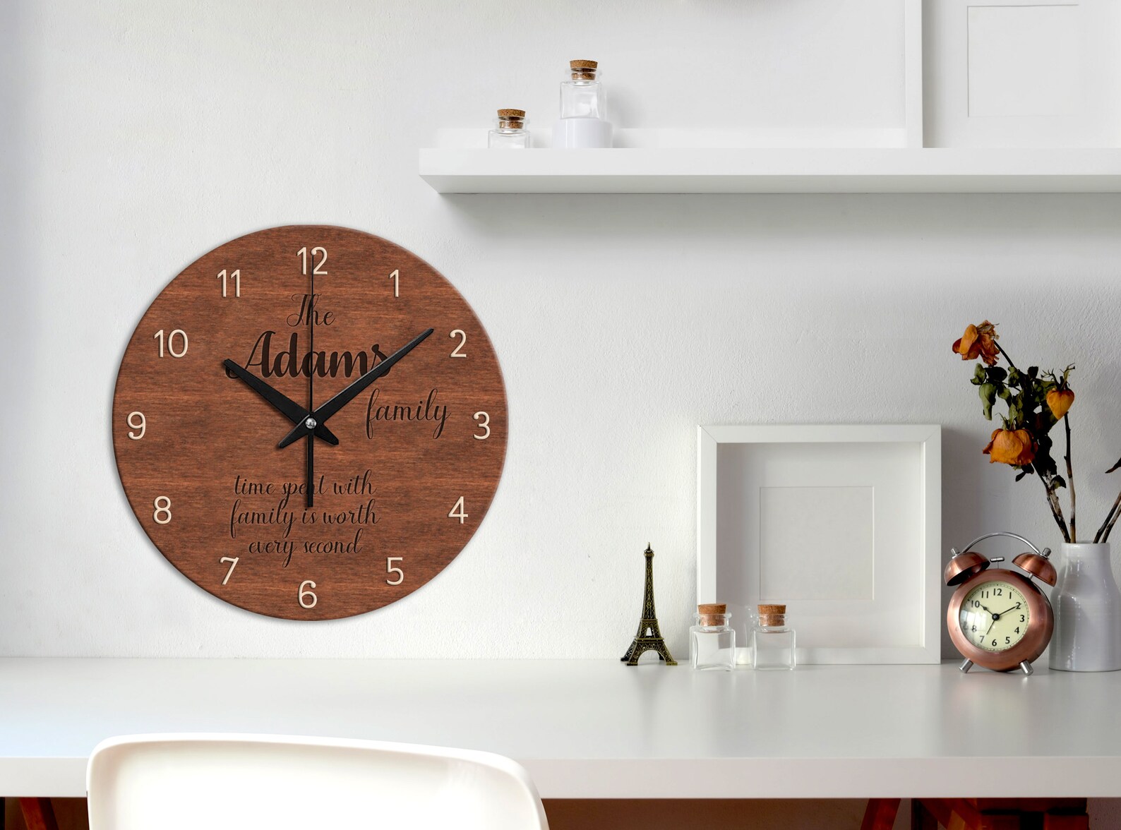 Family name clockPersonalized wood wall clockWall clock | Etsy