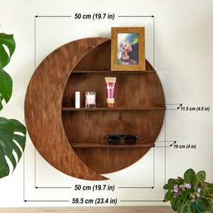 Moon Shaped Shelf,wooden Moon Shelf,moon Shelf for Crystals,moon ...