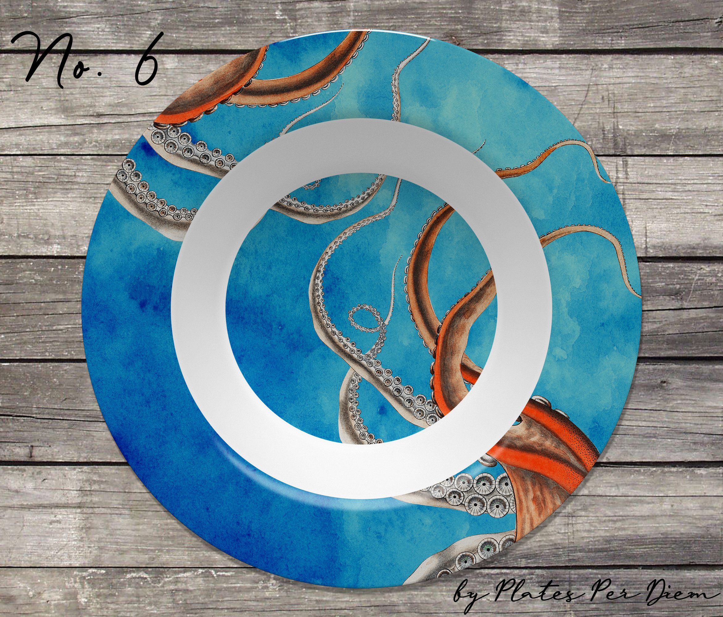 Blue Octopus Dinnerware Set of Bowls for Indoor and Outdoor Dining ...