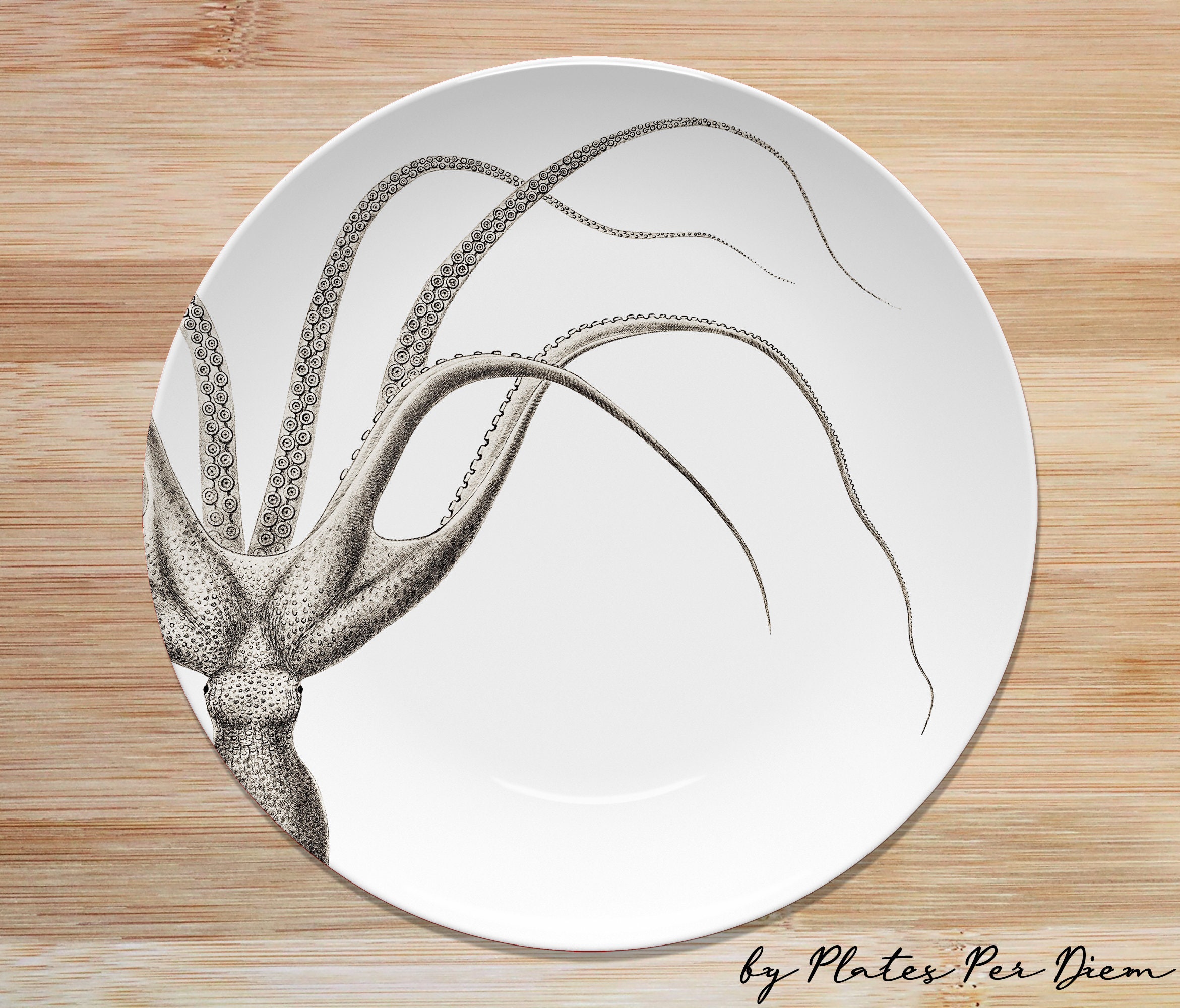 Octopus Dinnerware Set of 4 Plates for Indoor and Outdoor Dining ...