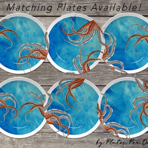 Blue Octopus Dinnerware Set of Bowls for Indoor and Outdoor Dining ...