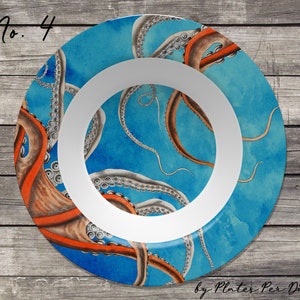 Blue Octopus Dinnerware Set of Bowls for Indoor and Outdoor Dining ...