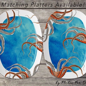 Blue Octopus Plates Dinnerware Set for Indoor and Outdoor Dining ...
