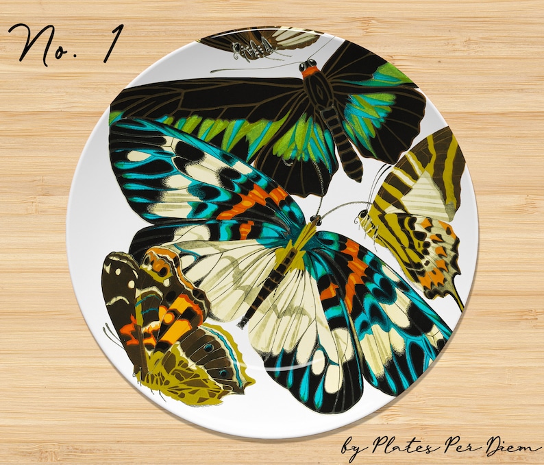 Blue Green Butterfly Dinner Plate Set of 6 for Indoor/outdoor Dining ...