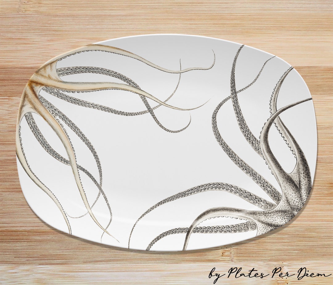 Gray and Orange Octopus Serving Platter for Indoor and Outdoor - Etsy