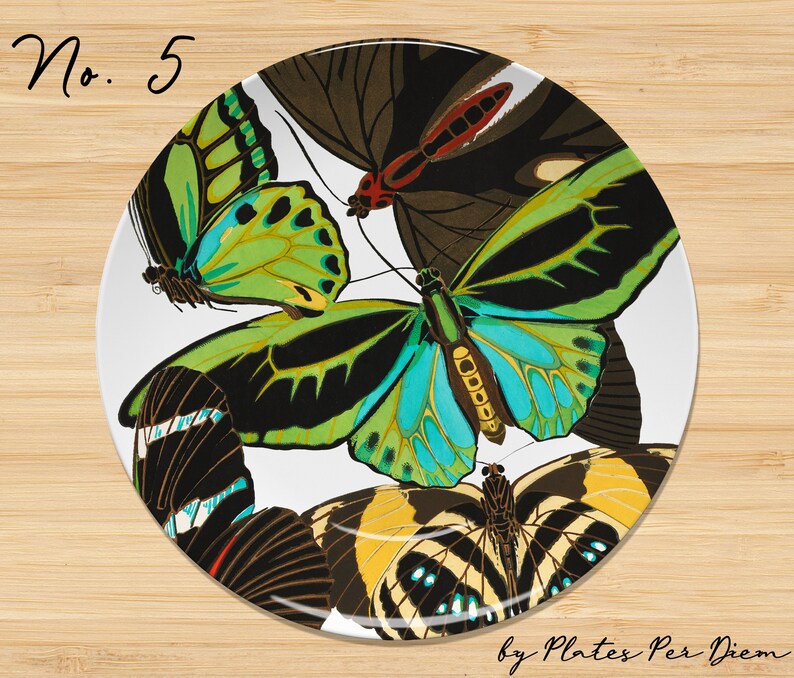 Blue Green Butterfly Dinner Plate Set of 6 for Indoor/outdoor Dining ...