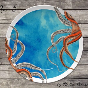 Blue Octopus Plates Dinnerware Set for Indoor and Outdoor Dining ...