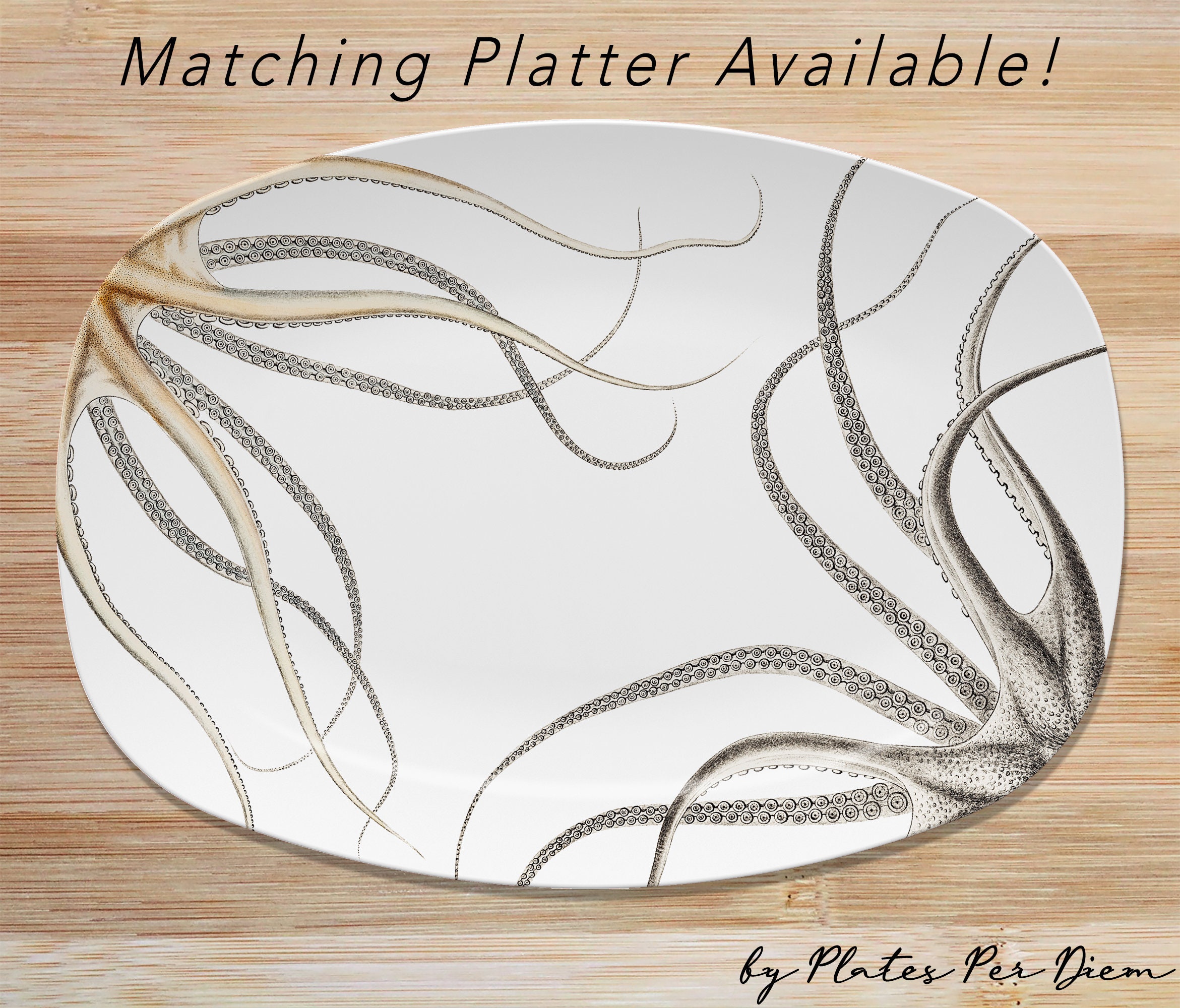 Octopus Dinnerware Set of 4 Plates for Indoor and Outdoor Dining ...