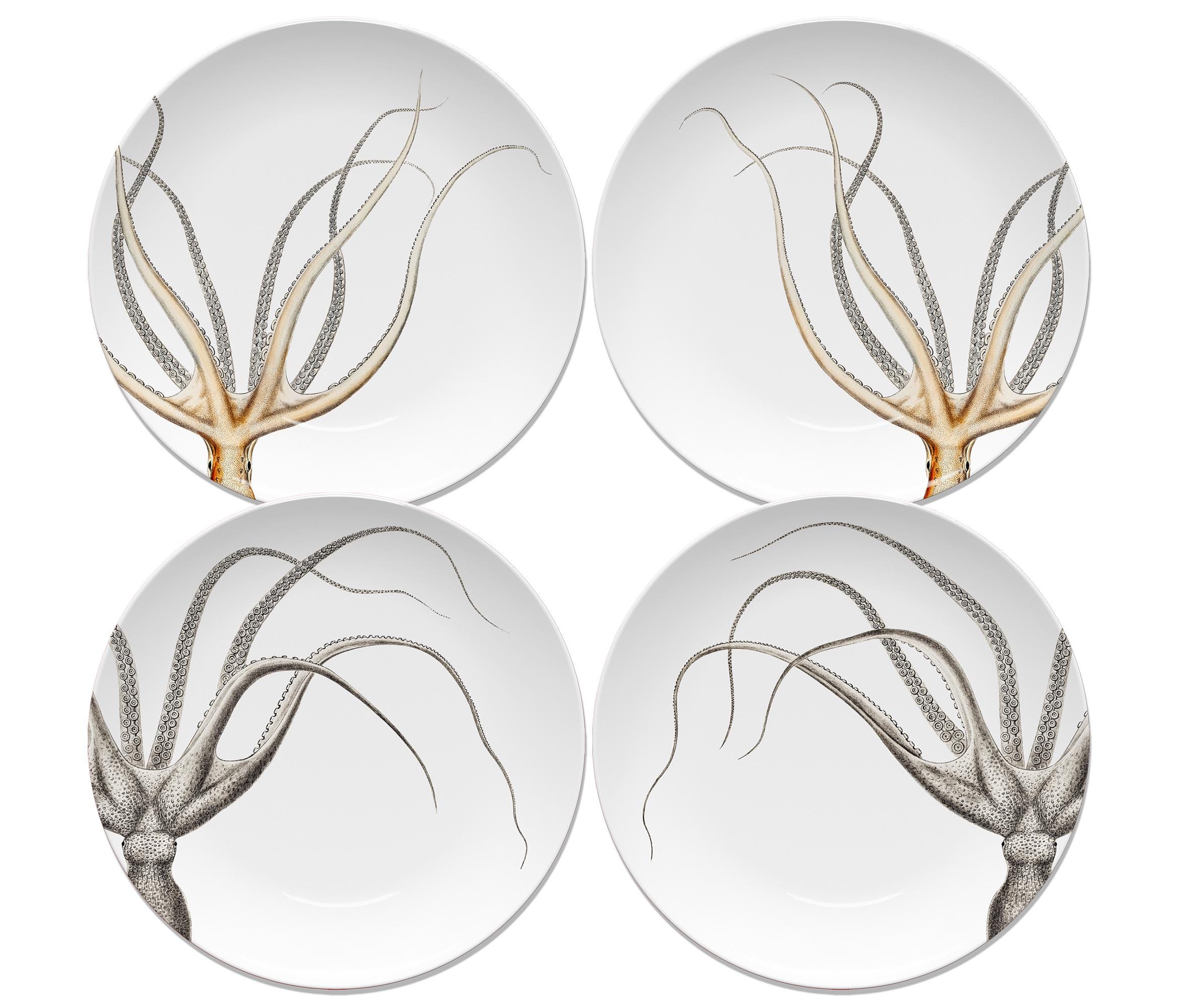 Octopus Dinnerware Set of 4 Plates for Indoor and Outdoor Dining ...