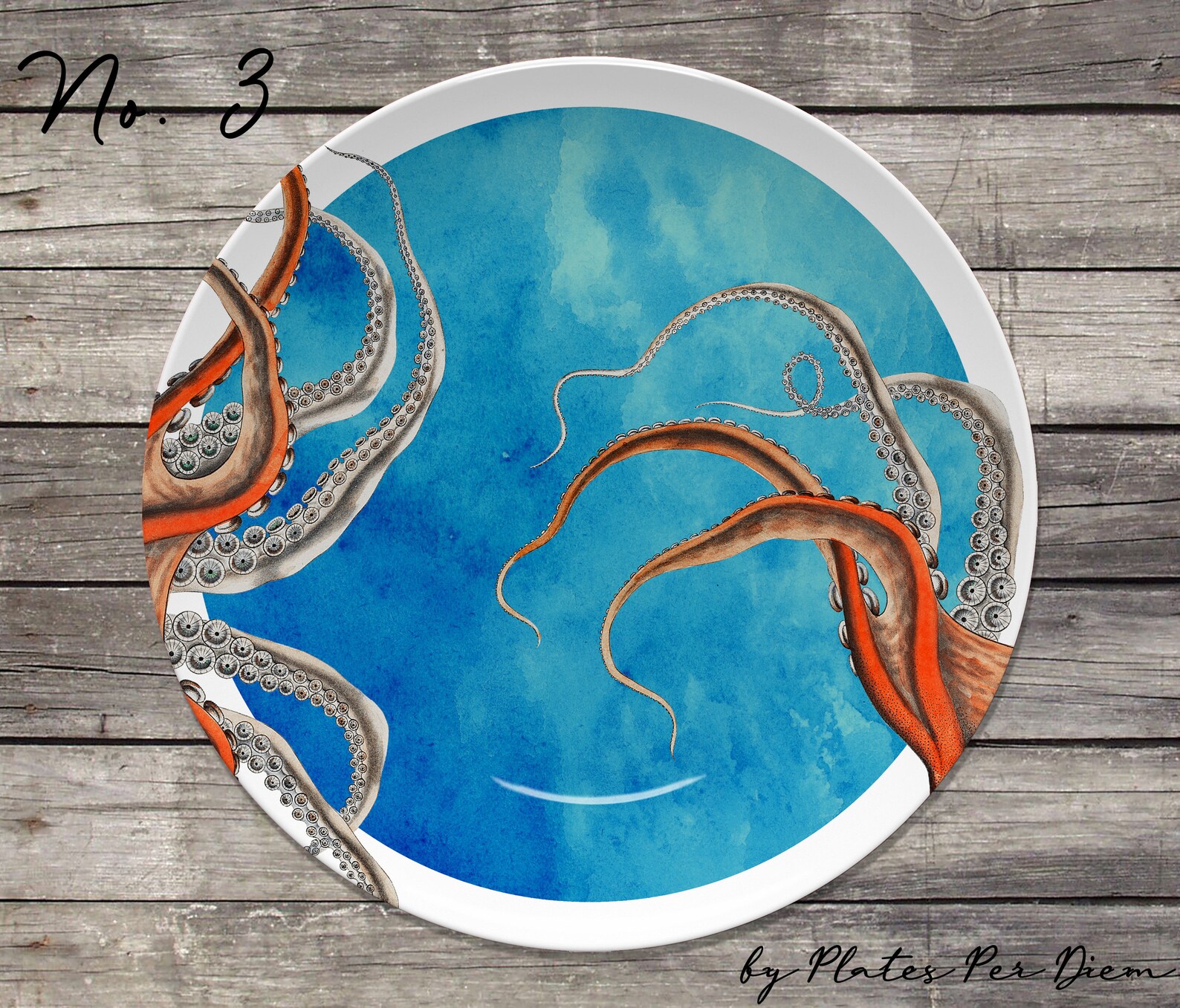Blue Octopus Plates Dinnerware Set for Indoor and Outdoor Dining ...