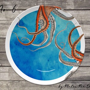 Blue Octopus Plates Dinnerware Set for Indoor and Outdoor Dining ...