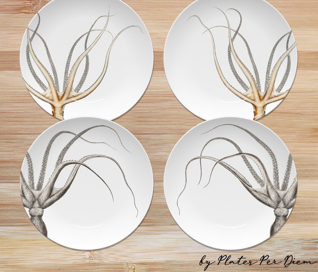 Octopus Dinnerware Set of 4 Plates for Indoor and Outdoor - Etsy