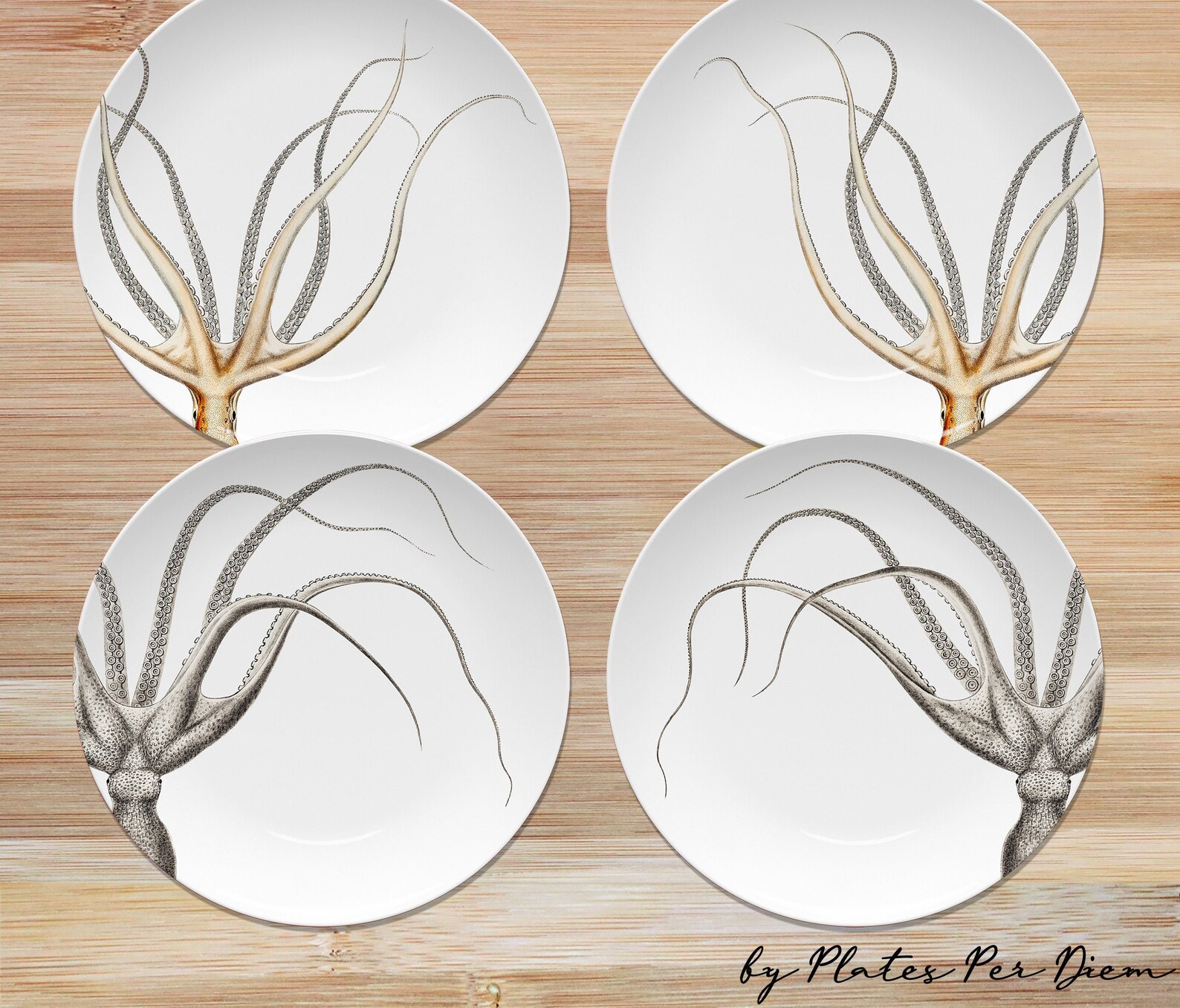 Octopus Dinnerware Set of 4 Plates for Indoor and Outdoor - Etsy