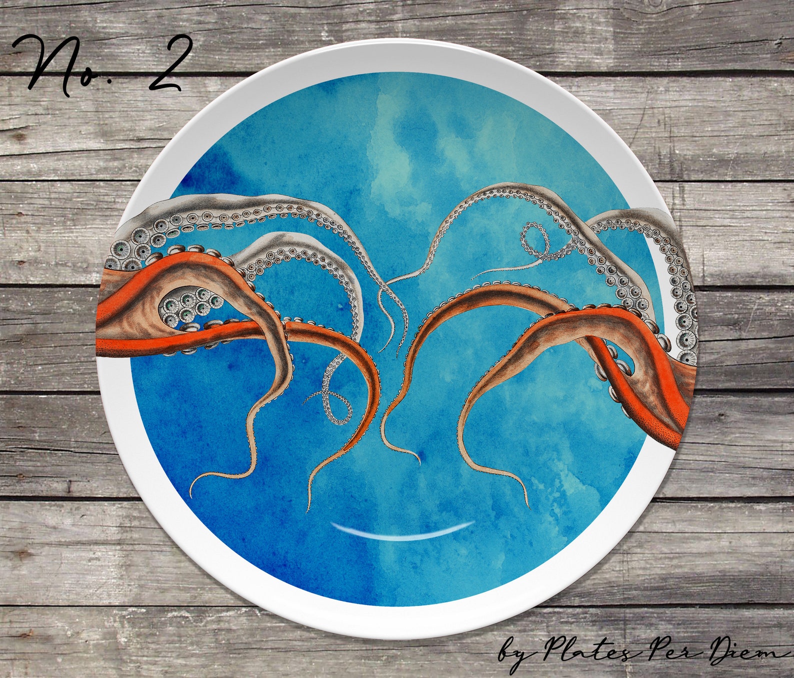 Blue Octopus Plates Dinnerware Set for Indoor and Outdoor Dining ...