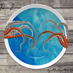 Blue Octopus Plates Dinnerware Set for Indoor and Outdoor Dining ...