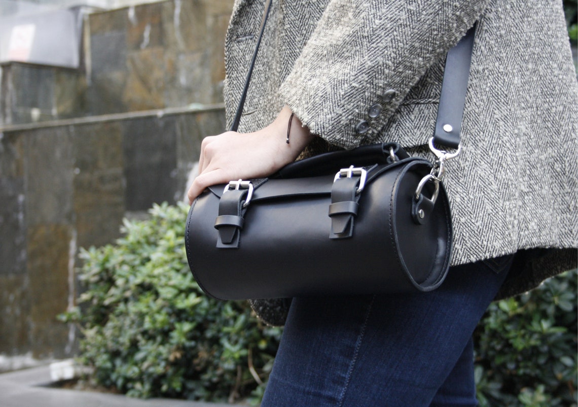 Customized Leather Barrel Bag, Personalized Shoulder Bag, Crossbody ...