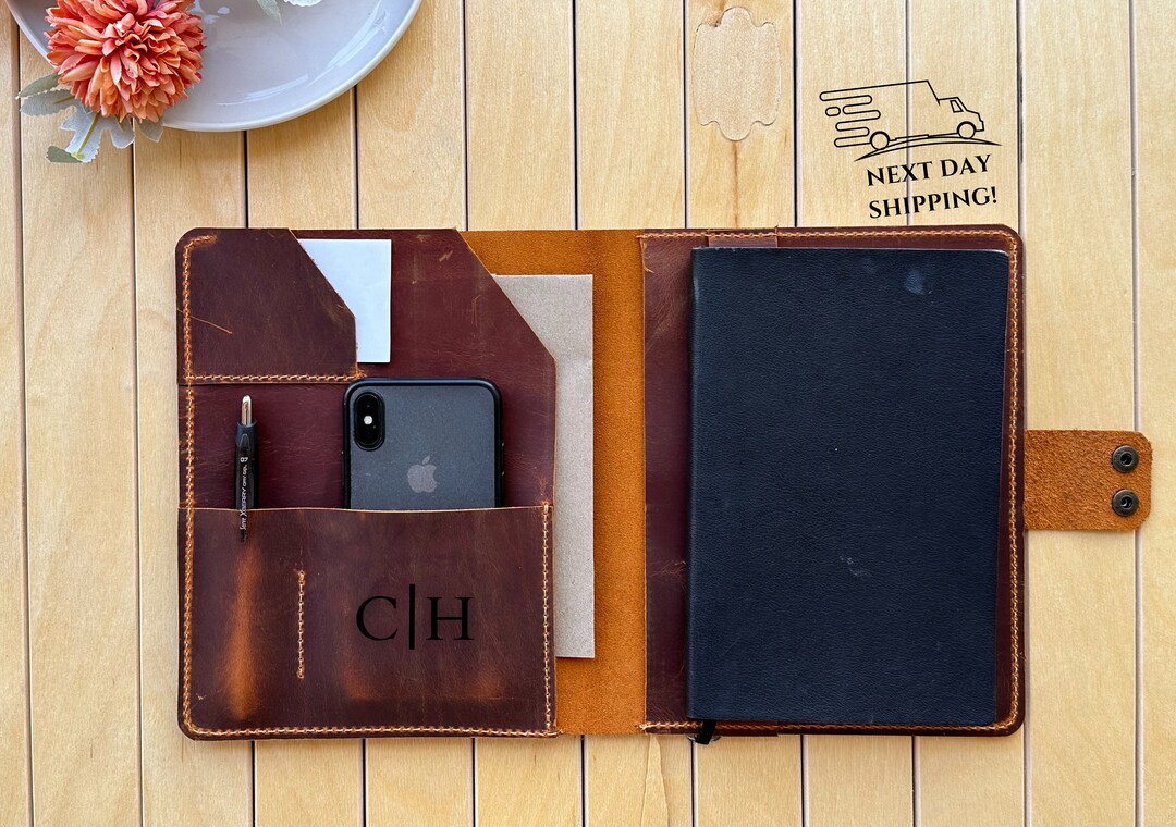 Leather A5 Portfolio, Personalized Leather Padfolio , Custom Refillable ...