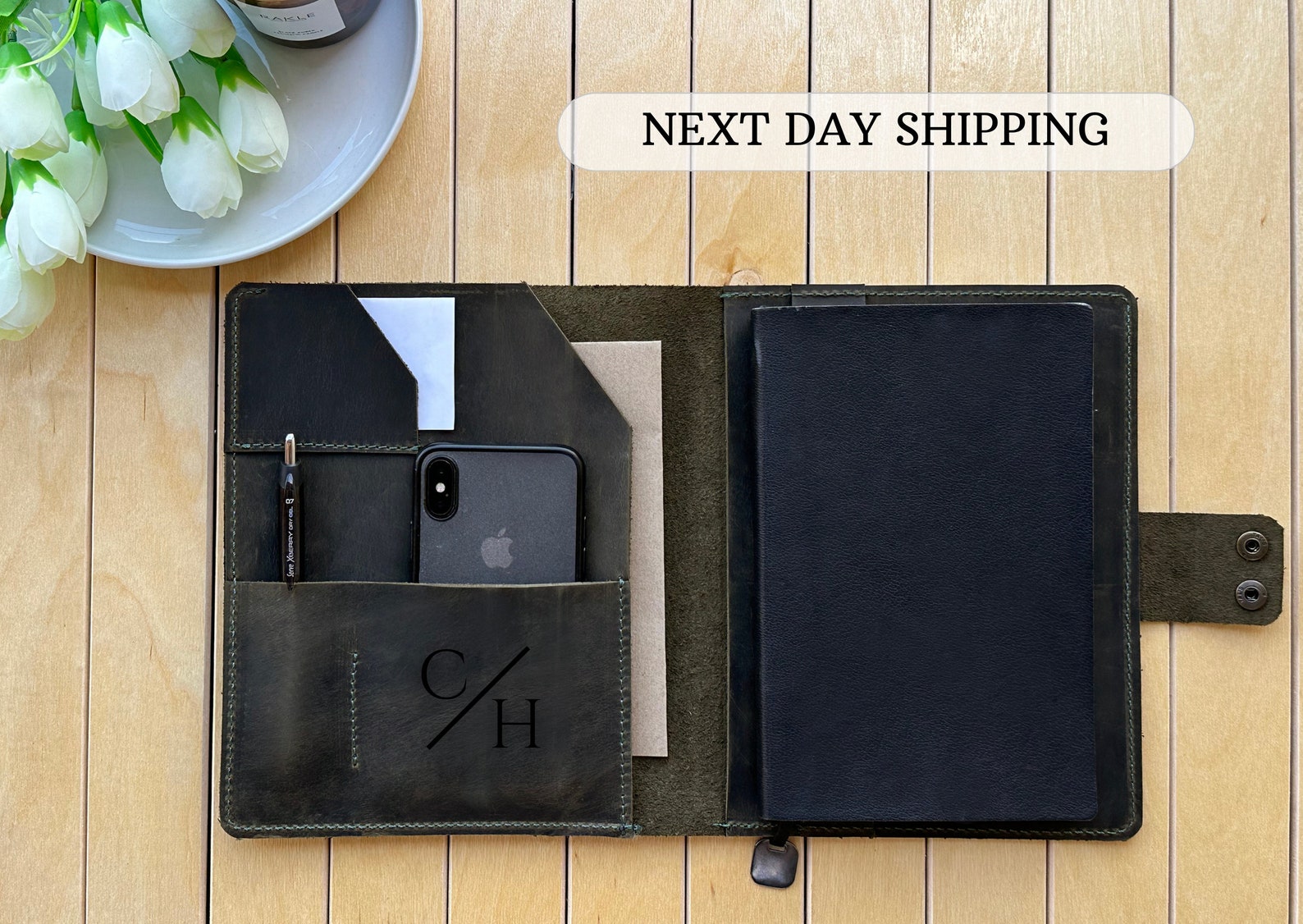 Custom Leather Portfolio, Personalized Padfolio for Women, A5 Journal ...