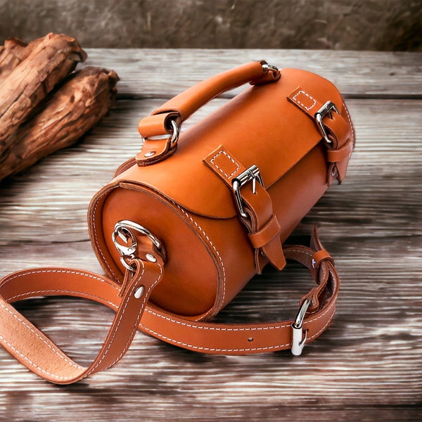 Round Leather Bag - Etsy